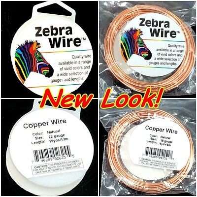 Zebra Wire Natural Copper round 12 14 16 18 20 22 24 26 28 gauge ...