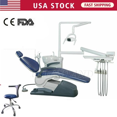 Blue PU Dental Unit Chair Computer Controlled DC Motor +Stool CE&FDA ...