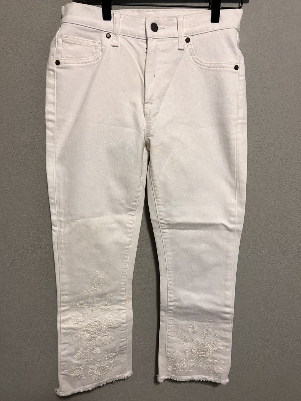 johnny was white embroidered jeans - Gem