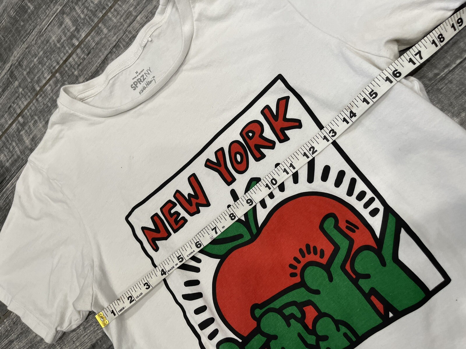 Keith Haring Shirt Big Apple New York Art Green White… - Gem