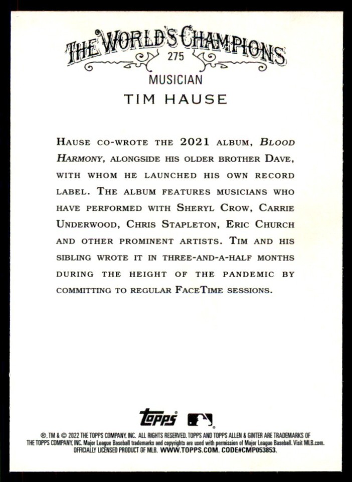 TIM HAUSE 2022 Allen & Ginter Silver Portrait Hot Box Foil Card #275 ...