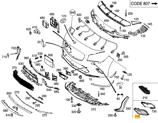 Genuine MERCEDES BENZ CLA Cla45 AMG W117 2017- Front Bumper RH Grill ...