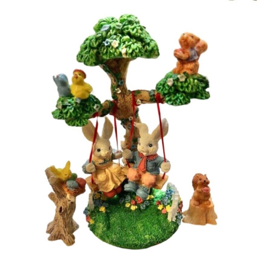 COMPLETE SET IN BOX JUBILEE SPRINGTIME SWING TIME BUNNIES SWINGING ON ...