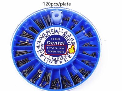 120Pcs Dental Root Canal Pins Conical Screw Post Pin TITANIUM Dentin ...
