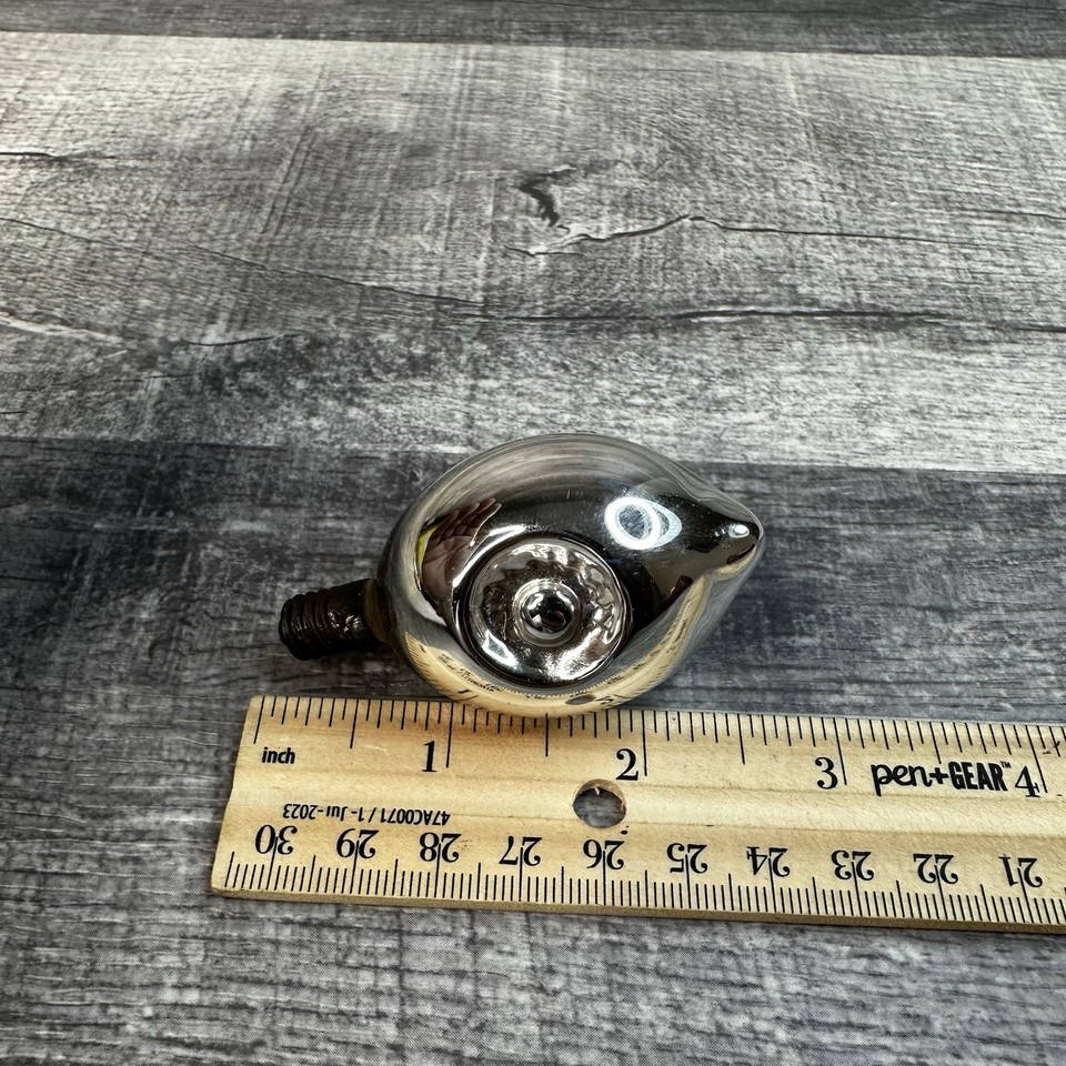 Vintage C6 Silver Indent Teardrop Christmas Light Bulb Shiny Brite ...