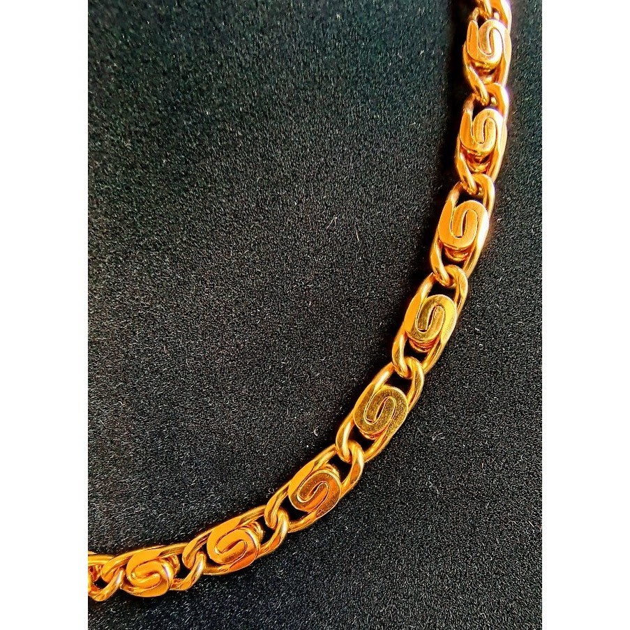Vintage Gold-Tone Necklace Scroll Link Chain 18" High Quality Costume ...