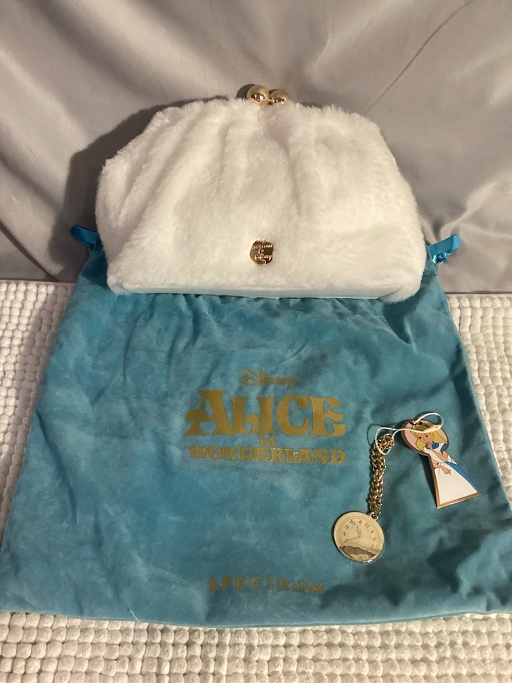 SPECTRUM Disney Alice in Wonderland White Kisslock Cosmetic Bag Clutch ...