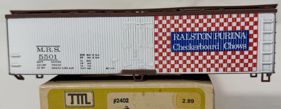 TRAIN-MINIATURE TM HO Scale M.R.S. RALSTON PURINA 40' Wood Reefer Car ...