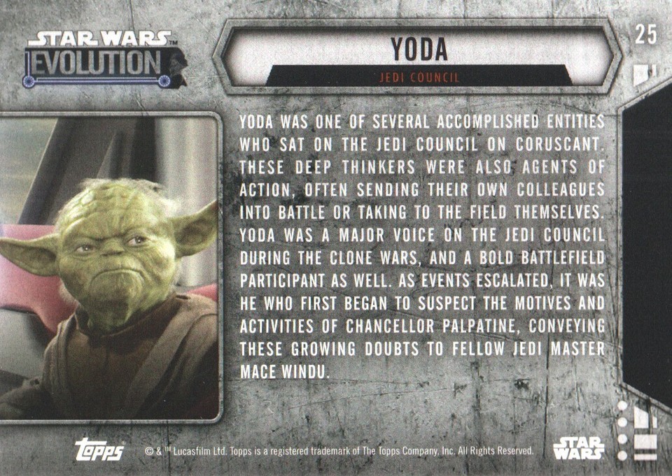 2016 Topps Star Wars Evolution Trading Card #25 Yoda Jedi Council | eBay