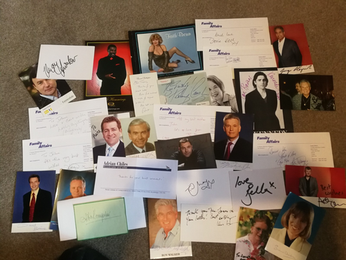 Signed Job lot 30+ TV Theatre Music Comedy cards promo photos AUTOGRAPH ...
