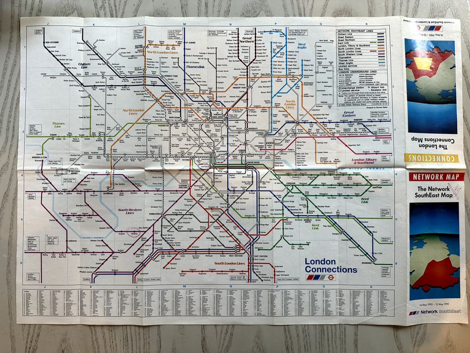 The Network South East Map & London Connections Map May 1990 vintage ...