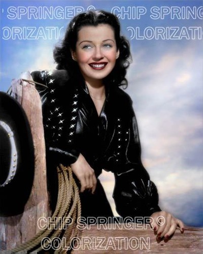 GAIL RUSSELL BLACK COWGIRL OUTFIT (#1) BEAUTIFUL COLOR PHOTO BY CHIP ...