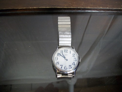 Timex Quartz Watch Silver Stretch Band White Round Dial | eBay