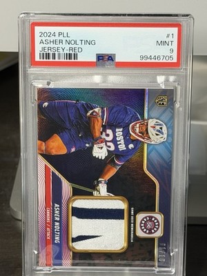 ASHER NOLTING 2024 Red 1/10 Relic Jersey PLL Premiere Lacrosse PSA 9 ...
