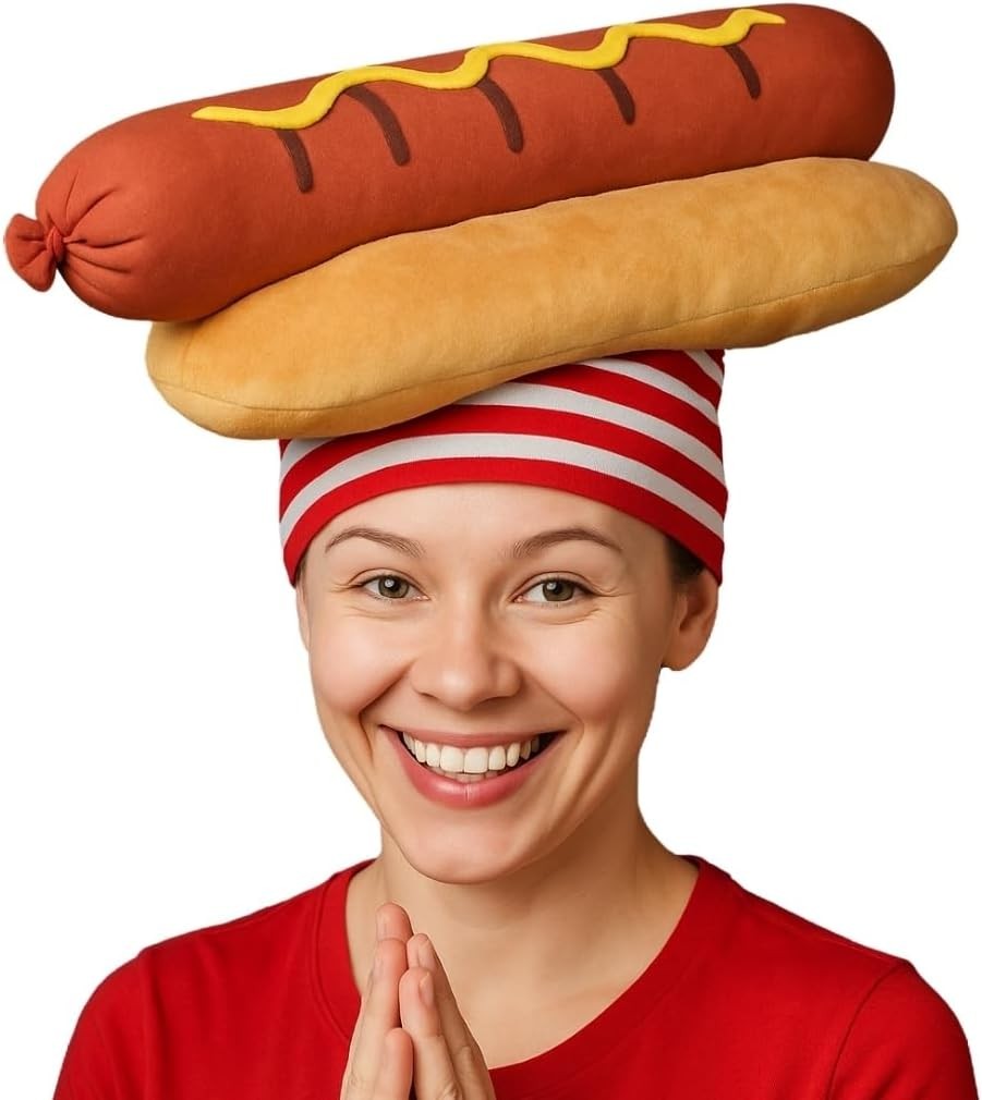 HOT DOG HAT 🌭 The Hotdog Weiner Cap Food-Prop-Halloween Funny Party ...