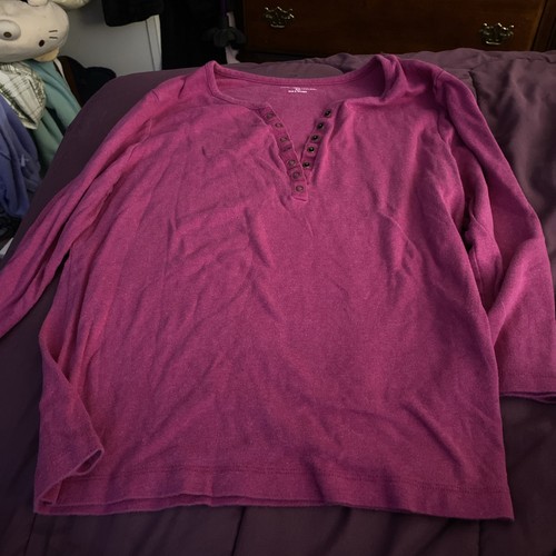 Croft & Barrow Women's XL Purple Long Sleeve Cotton Blend Top | eBay