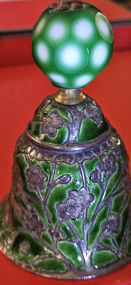 Chinese: Qing Dynasty; Green-white Ball, green Enamel-Brass Color ...