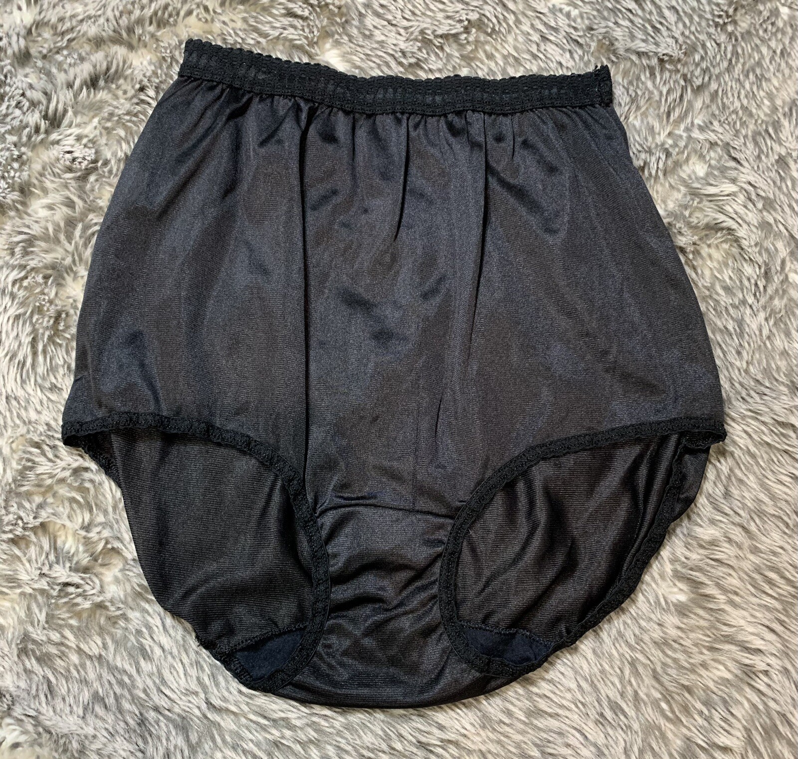 VINTAGE Nylon Panties Black Granny Sheer Lace Panty S… - Gem