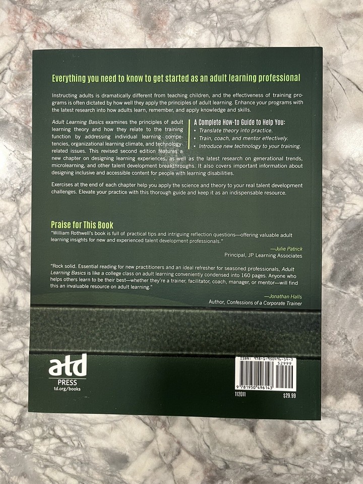 Adult Learning Basics, 2nd Edition - Paperback, by Rothwell William J. | eBay