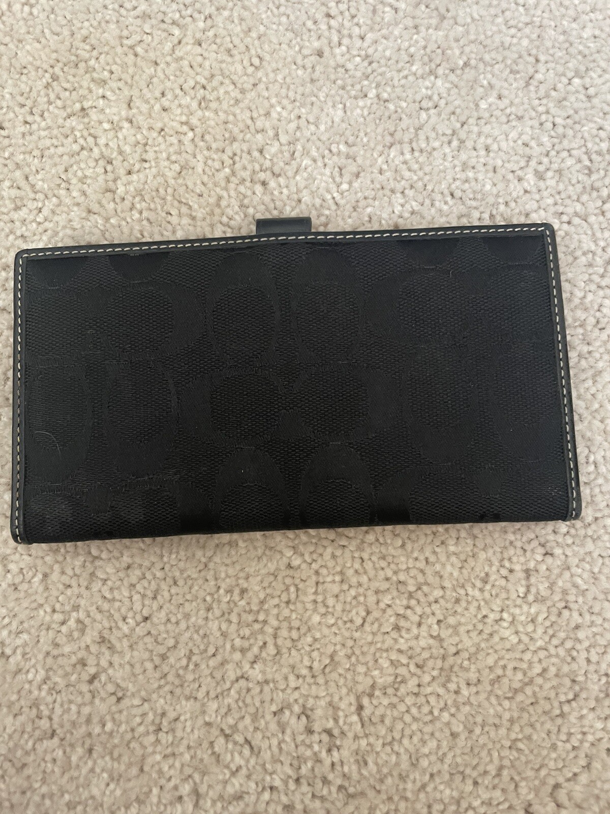 Coach Black Leather Folding Checkbook Wallet - Gem