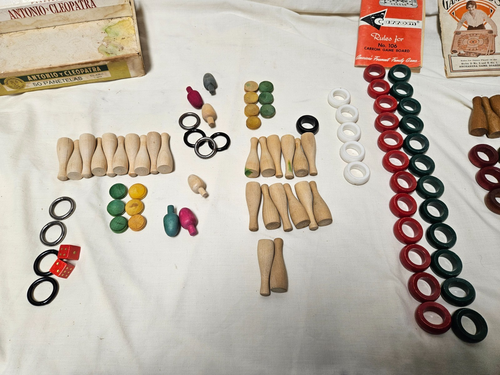 Vintage Carrom Game Board Replacement Parts/Pieces Plastic Rings & Wood ...