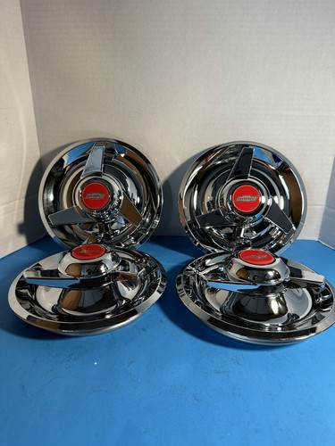 (4) 3 BAR SWEPT SPINNERS CENTER CAPS FOR CHEVY RALLY WHEELS 7", RGC ...