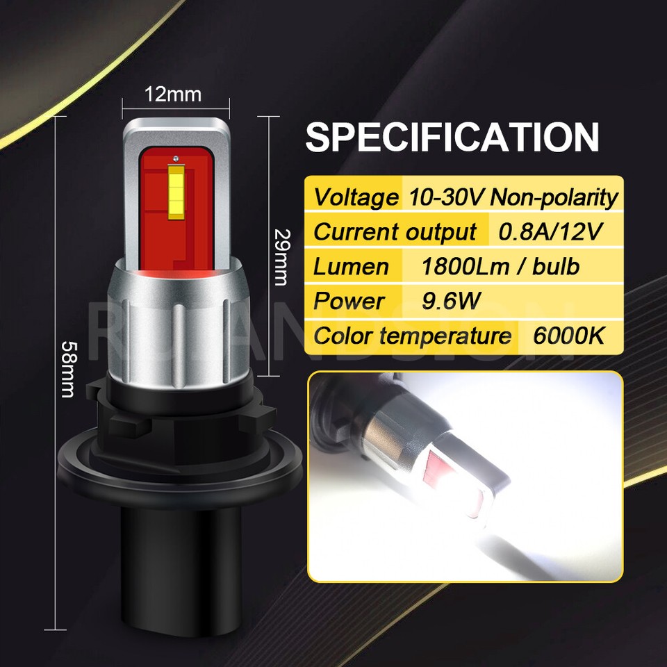 2pcs White PH24W PHC24WY CSP LED Reverse Light Backup Lamp for Cadillac ...