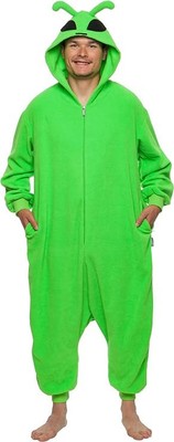 Funziez! Adult Green Alien One Piece Fleece Costume Jumpsuit Size M | eBay