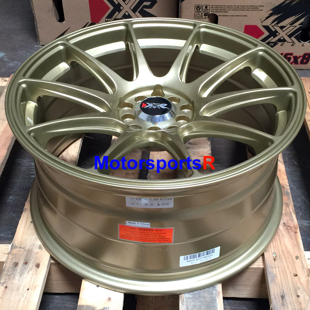 XXR 527 18 x 8 +42 Gold Rims Concave Wheels 5x4.25 5x108 5x112 Fin Type ...