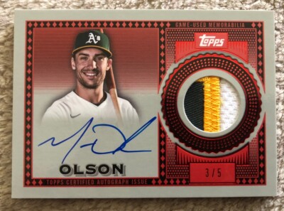 MATT OLSON 2021 Topps Reverence 3 Color Patch Auto Red /5 Atlanta ...