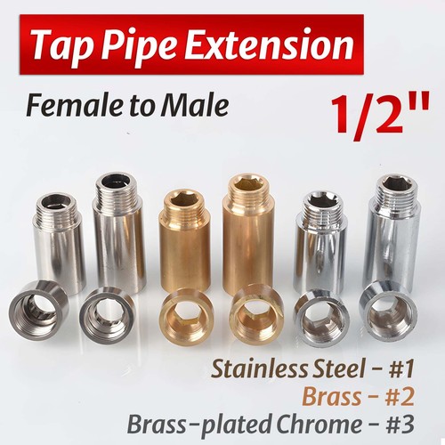 1/2" BSP Stainless Steel / Brass Radiator Valve / Tap Pipe Connection ...