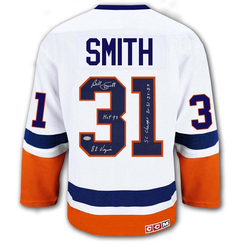 Billy Smith New York Islanders STATS CCM Autographed Jersey | eBay