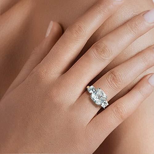 Meghan Markle Inspired Cushion Cut Three Stone Royal Engagement 925 ...