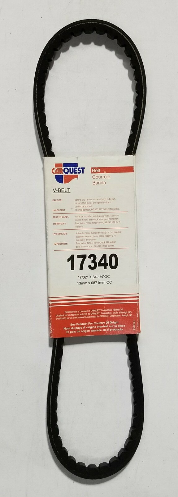 CarQuest 34017 17340 V-Belt, 17/32" x 34-1/4", NEW | eBay