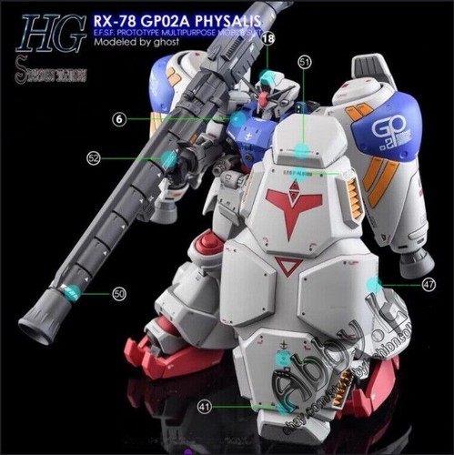 for HG 1/144 RX-78GP02A GP02 Physalis Type-MLRS WaterSlide UV Light-React Decal | eBay