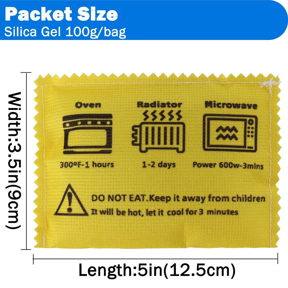 100g Rechargeable Desiccant Silica Gel Beads Pack Lab Desiccants Bag ...