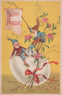 CARTOLINA AUGURALE BUONA PASQUA BAMBINI FELICITA FIORI SPERANZA NON ...