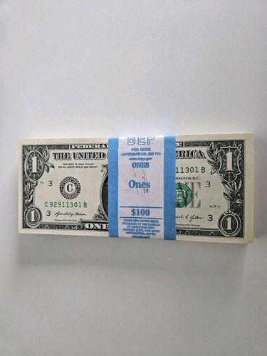 BEP pack 100 $1 Dollar Bills, Sequential , Unc BEP Wrap 2021, C ...