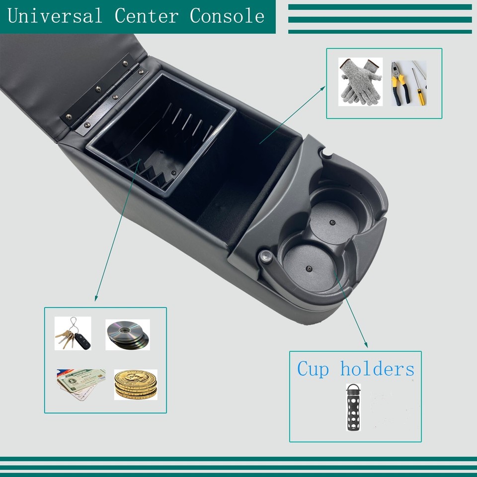 Universal Truck Seat/Bench Center Console Organizer With Cup Holders ...