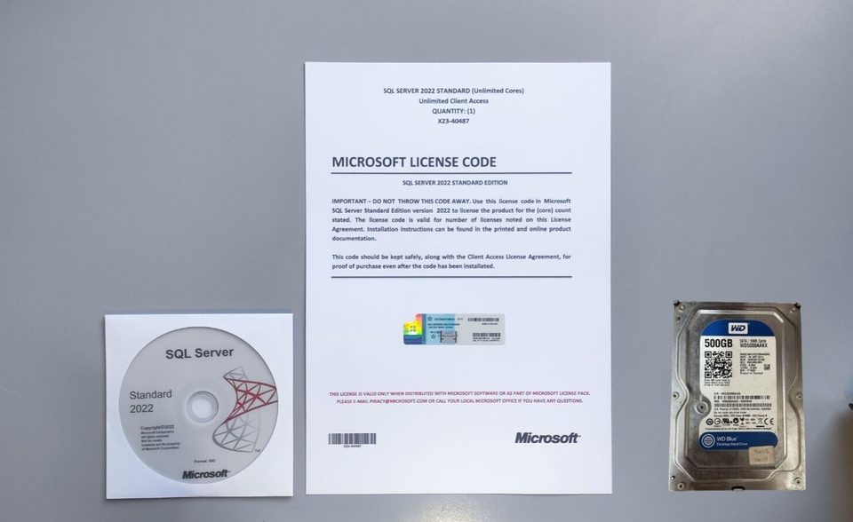 SQL Server 2022 Standard Unlimited Core & Unlimited CALs License & DVD ...