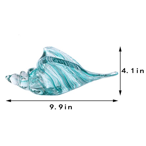 Art Style Seashell Conch Sculpture Ocean Hand Blown Blue Glass Murano ...