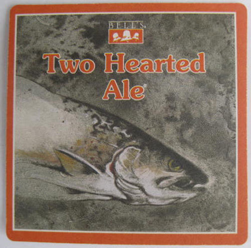 TWO HEARTED ALE Beer COASTER, Mat w/ FISH Bell's Brewery Kalamazoo ...