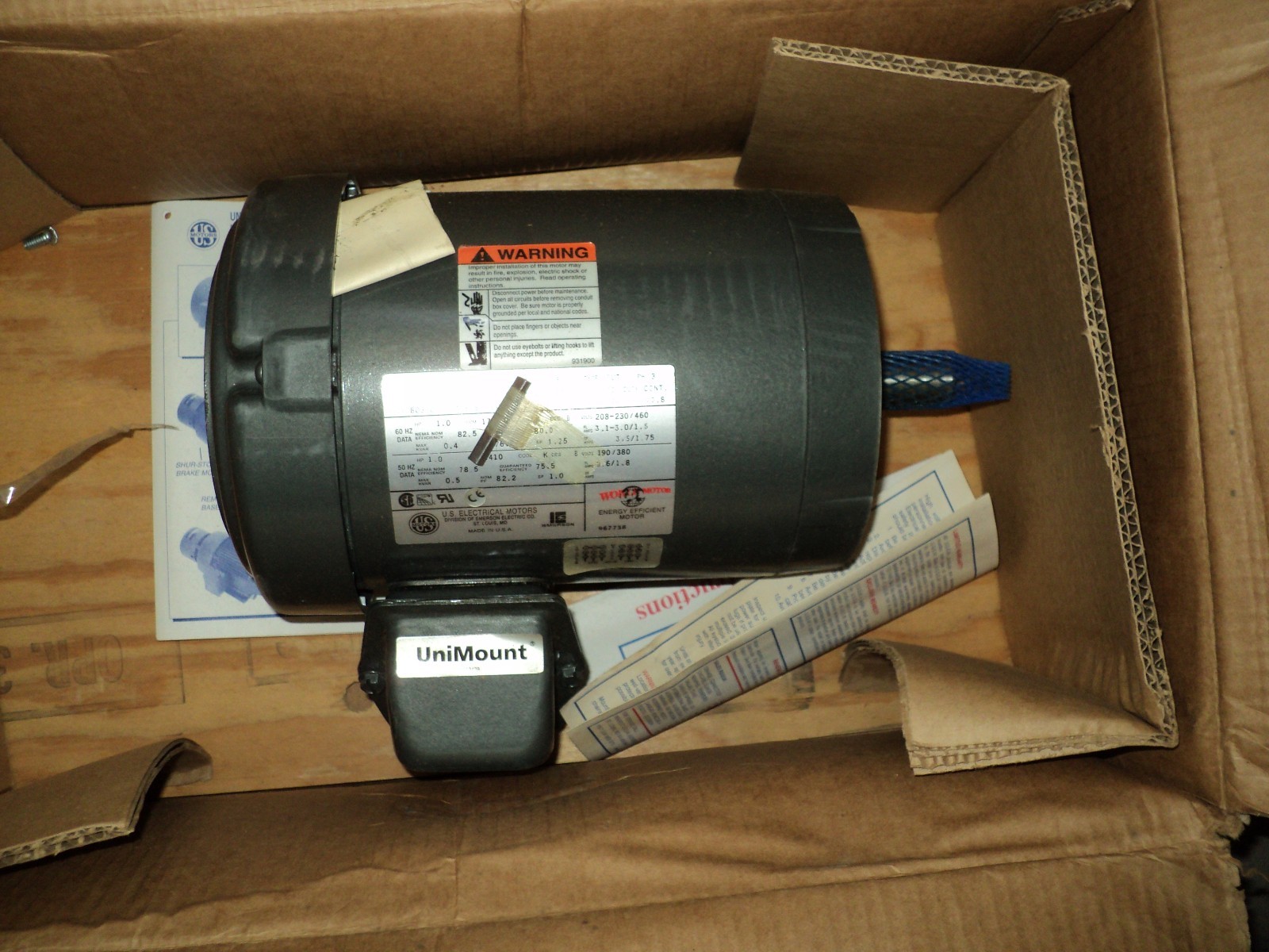 EMERSON USEM R465 MOTOR , 1 HP , 208-230/460 HP , 3 PHASE , 143TC fr ...