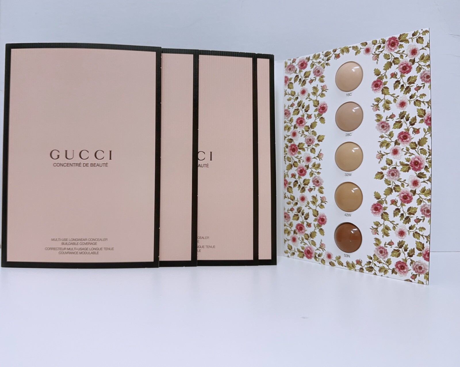 5 X Gucci Multi Use Long wear Concealer Buildable Coverage Sample Cards ...