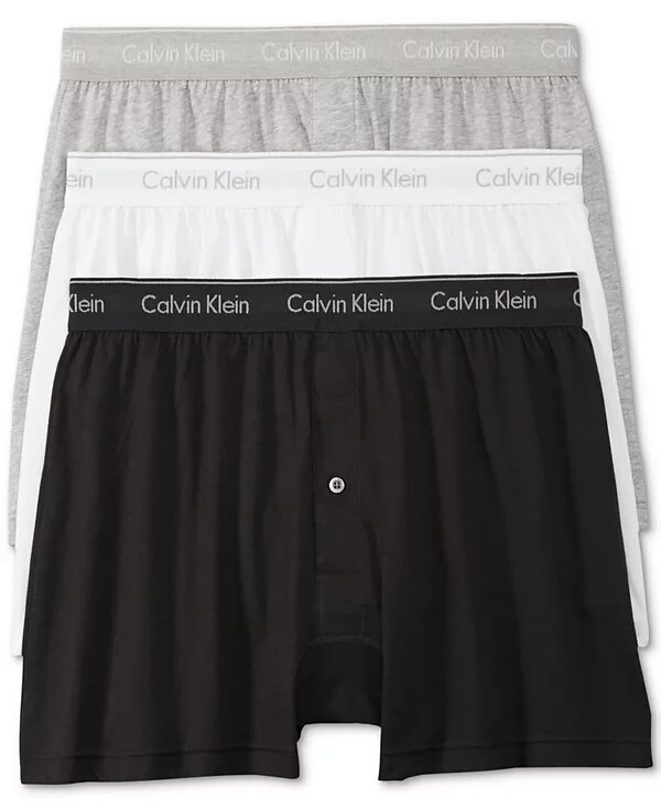 Calvin Klein Men's 3-Pack Cotton Classics Knit Boxers Underwear, L