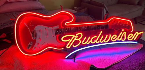 BUDWEISER NEON SIGN WITH ARIA GUITAR | eBay