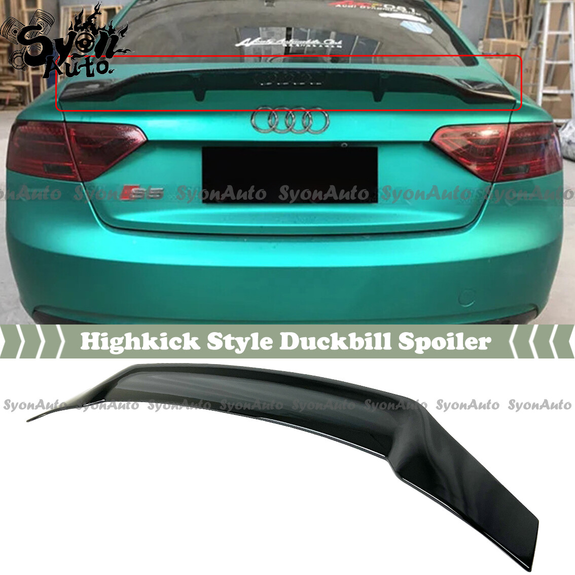 FITS 2009-2017 AUDI B8 A5 & S5 GLOSS BLACK HIGHKICK DUCKBILL REAR TRUNK ...