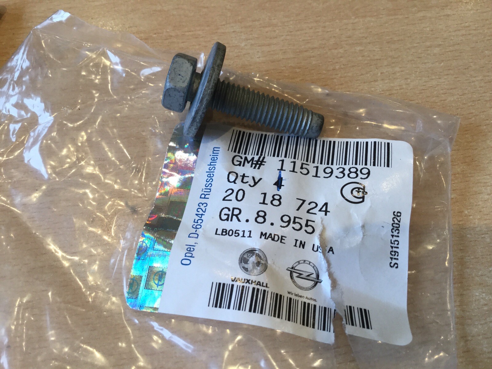 GENUINE VAUXHALL Multiple Use SCREW HEX HD BOLT PLUS WASHER M8 X 30 MM ...