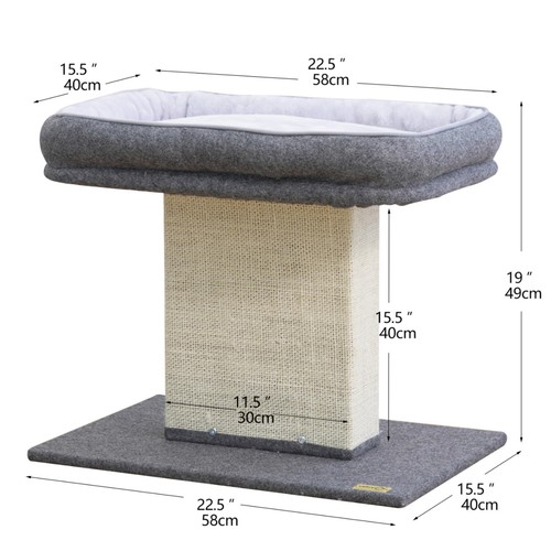 Catry 19" High 2-in-1 Elevated Cat Perch with Large Soft Felt Bed, Wide ...