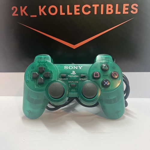 Sony PlayStation PS1 PS2 Controller Clear Green Dual Shock SCPH-10010 ...